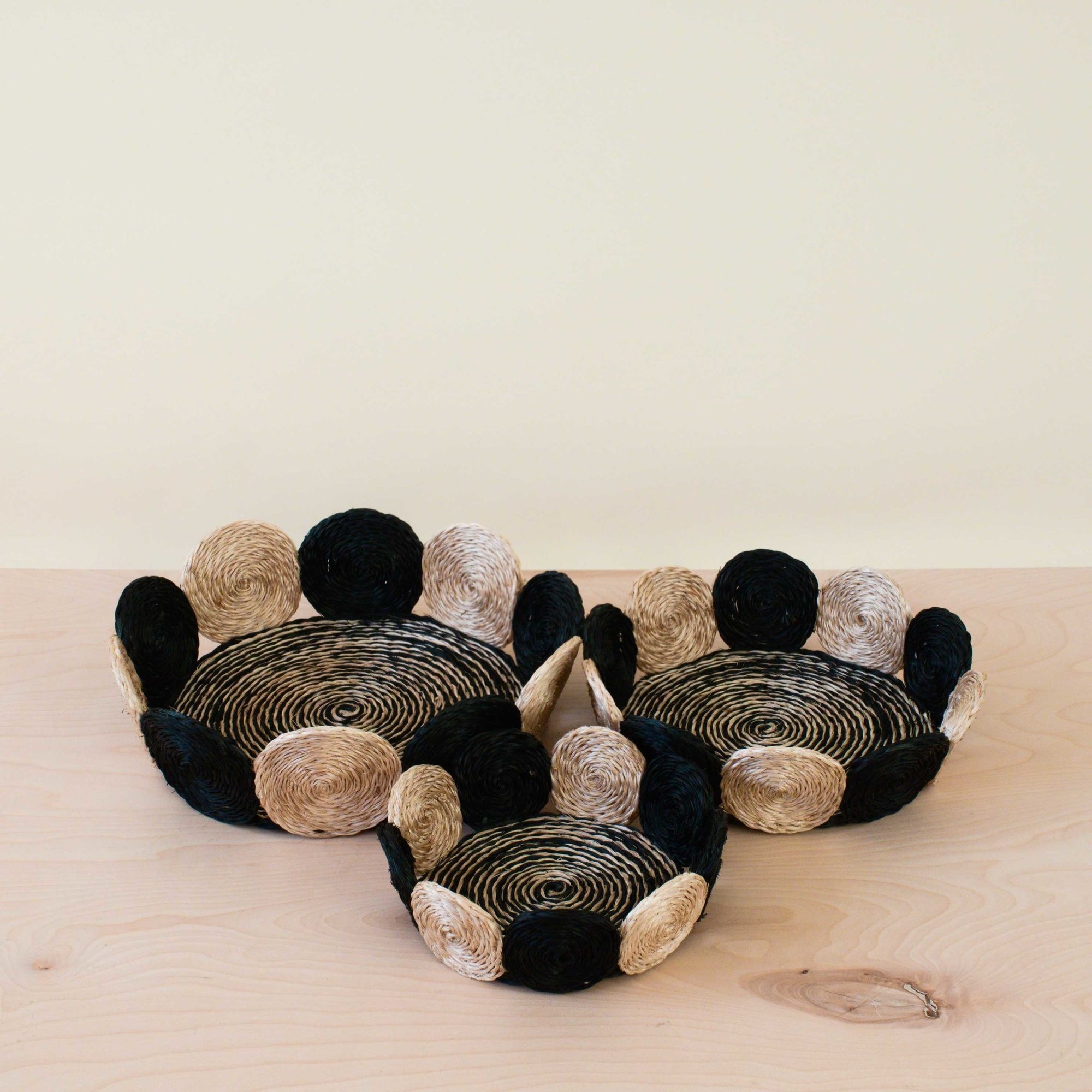 Black and White Abaca Fruit Basket - Tabletop Basket, set of 3 | LIKHA ...
