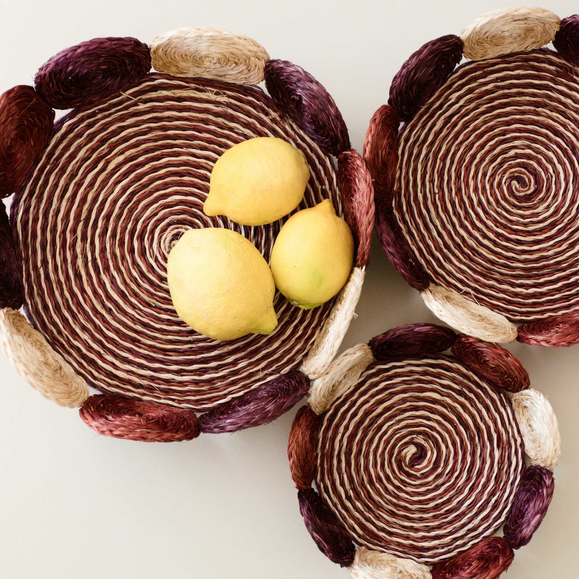 Black and White Abaca Fruit Basket - Tabletop Basket, set of 3 | LIKHA ...